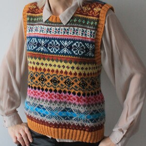 Handmade Fair Isle Sweater Vest Knitted Wool Vest for Women Cozy Fair ...