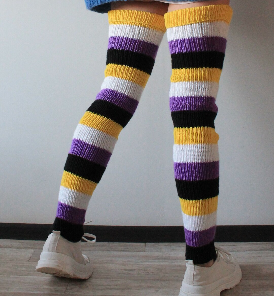 Thigh High Leg Warmers Handmade Leg Warmers Striped Leg Warmers READY ...
