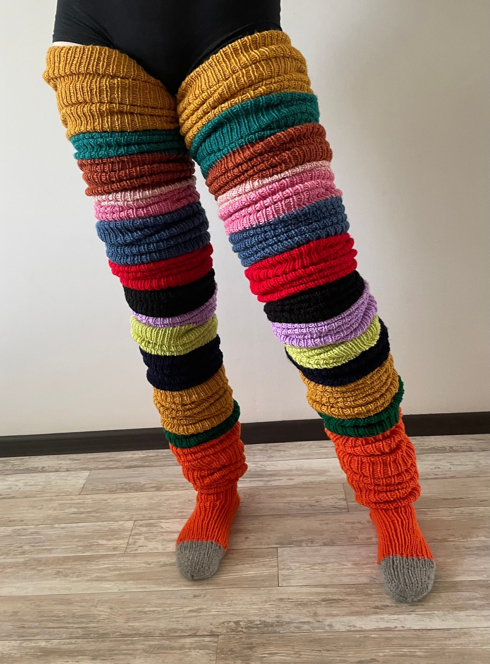 Thigh High Socks Hand Knit Extra Long Socks Handmade Chunky Slouch ...