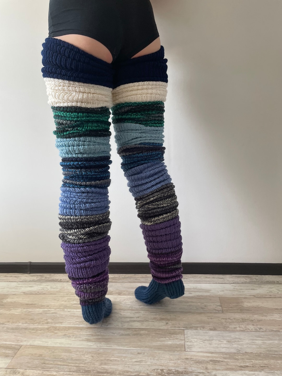 Thigh High Socks Hand Knit Extra Long Socks Handmade Chunky Slouch ...