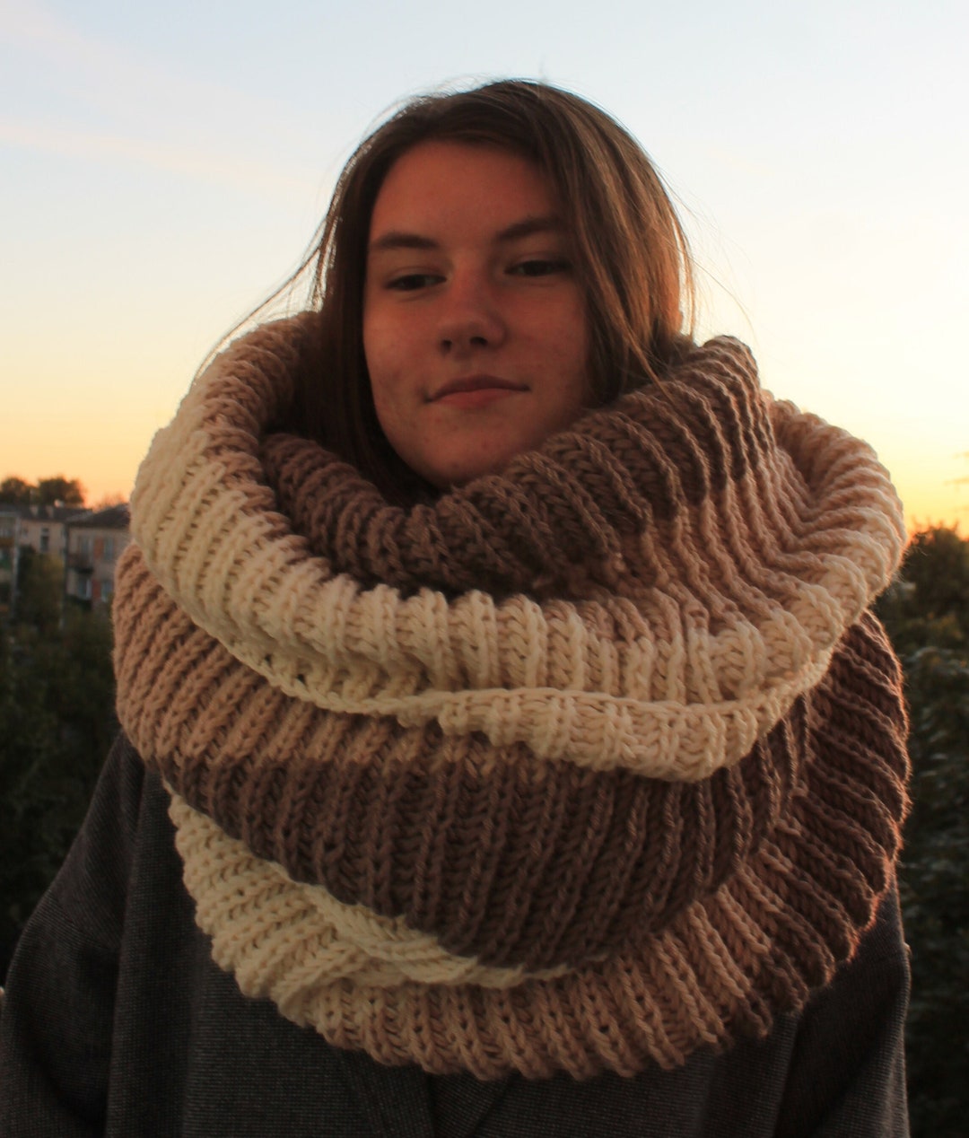 Chunky Neck Cowl Neck Warmer Hooded Cowl Snood Tube Scarf Handmade ...