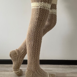 Thigh High Socks Hand Knit Wool Socks Handmade Over Knee Socks Cable ...