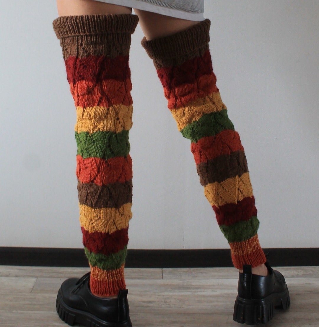 Long Leg Warmers Thigh High Leg Warmers Hand Knit Leg Warmers - Etsy