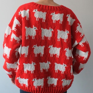Sheep Sweater Hand Knit Sweater Black Sheep Cottagecore Sweater 80s ...