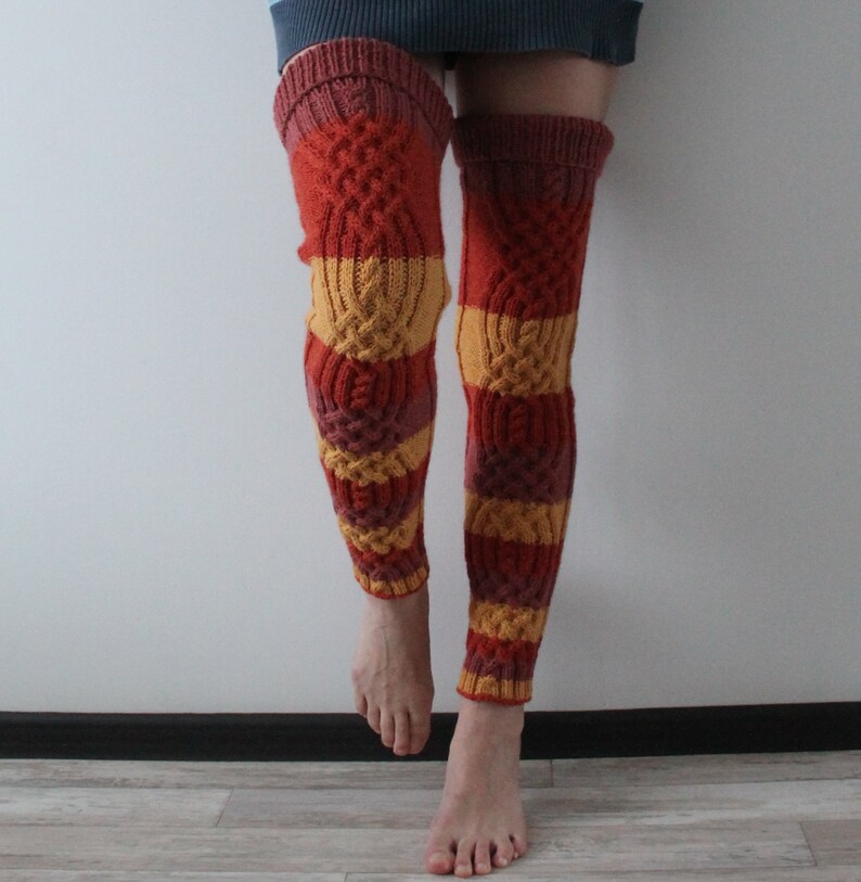 Thigh High Leg Warmers Wool Leg Warmers Handmade Knee Warmers Cable ...