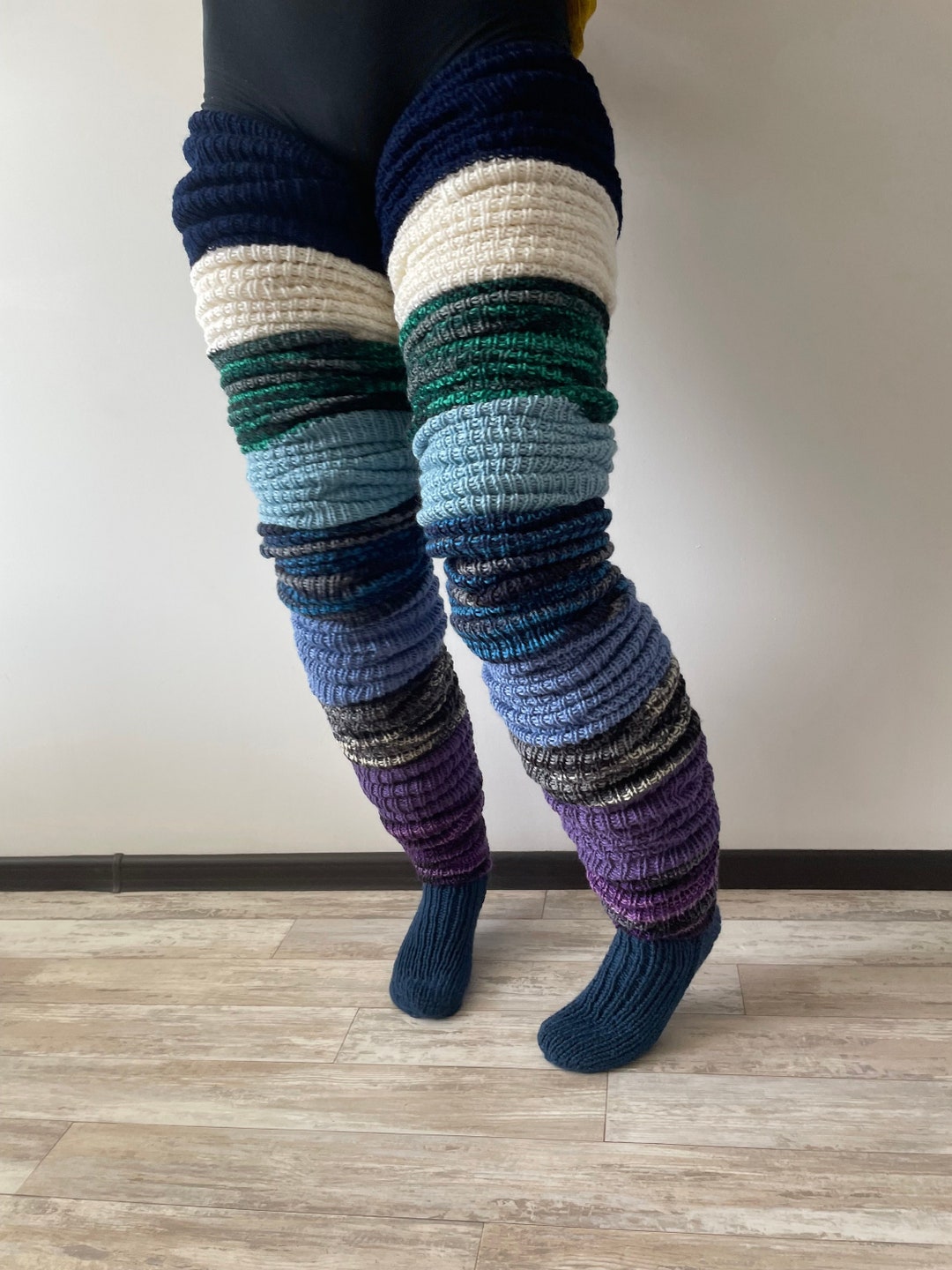 Thigh High Socks Hand Knit Extra Long Socks Handmade Chunky Slouch ...