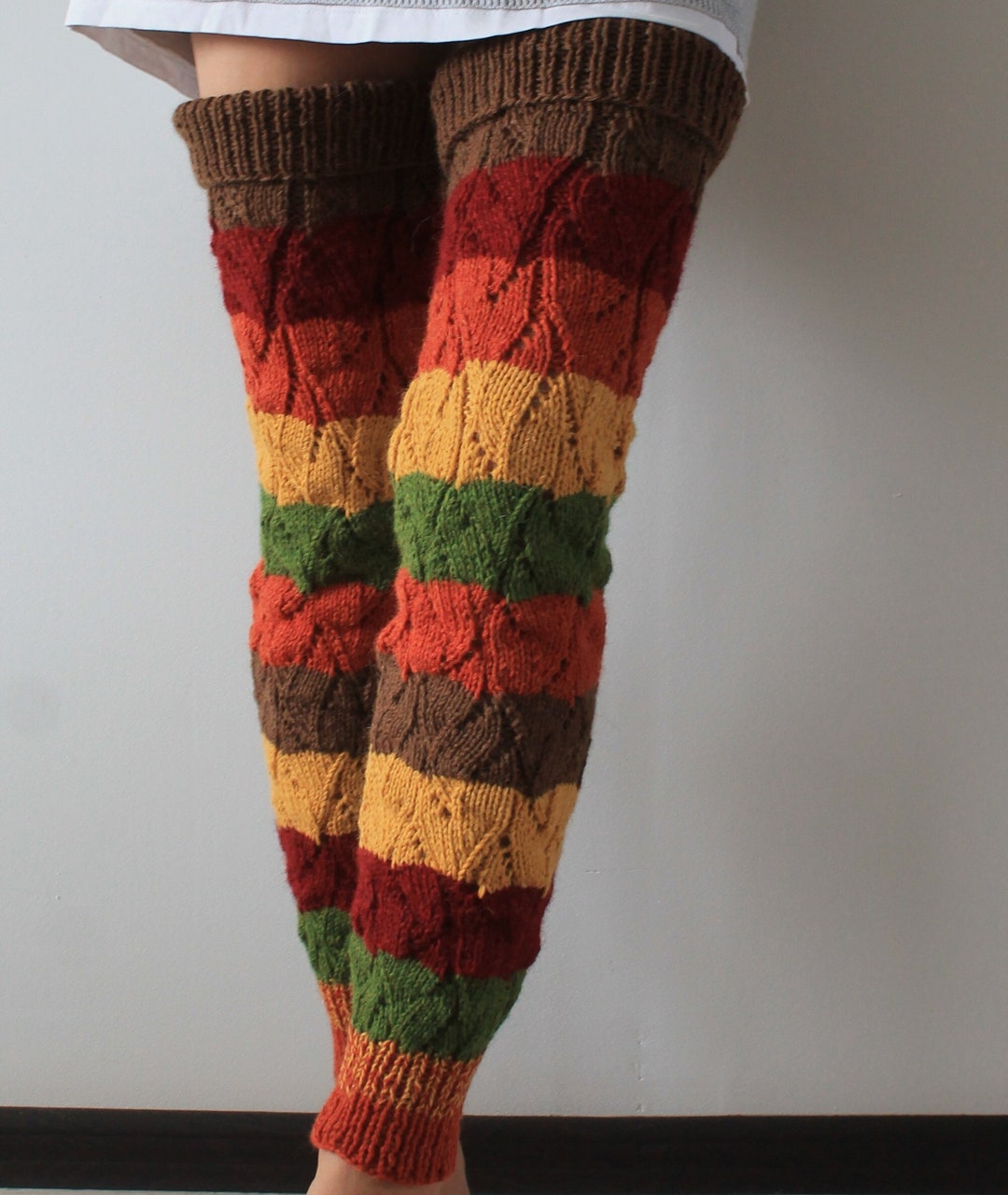 Long Leg Warmers Thigh High Leg Warmers Hand Knit Leg Warmers Alpaca ...