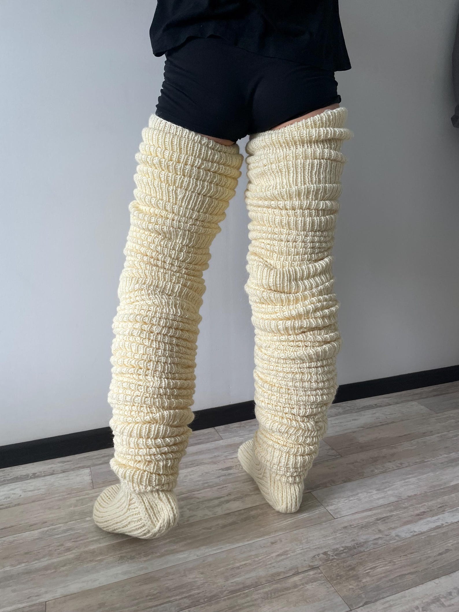 Thigh High Socks Hand Knit Extra Long Socks Handmade Chunky Slouch ...