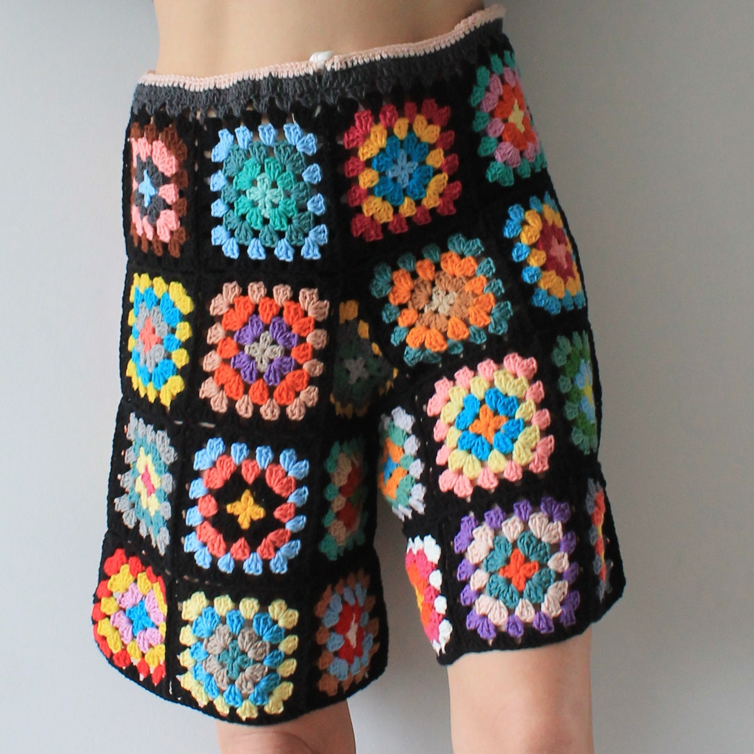 Crochet Shorts Wide Leg Shorts Granny Square Shorts Handmade - Etsy