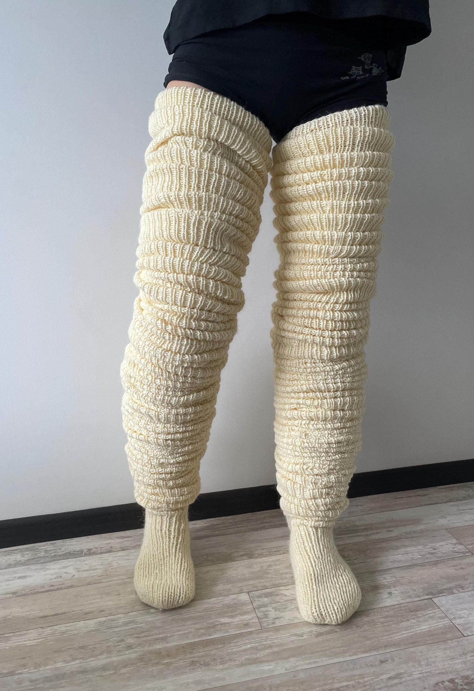 Thigh High Socks Hand Knit Extra Long Socks Handmade Chunky Slouch ...