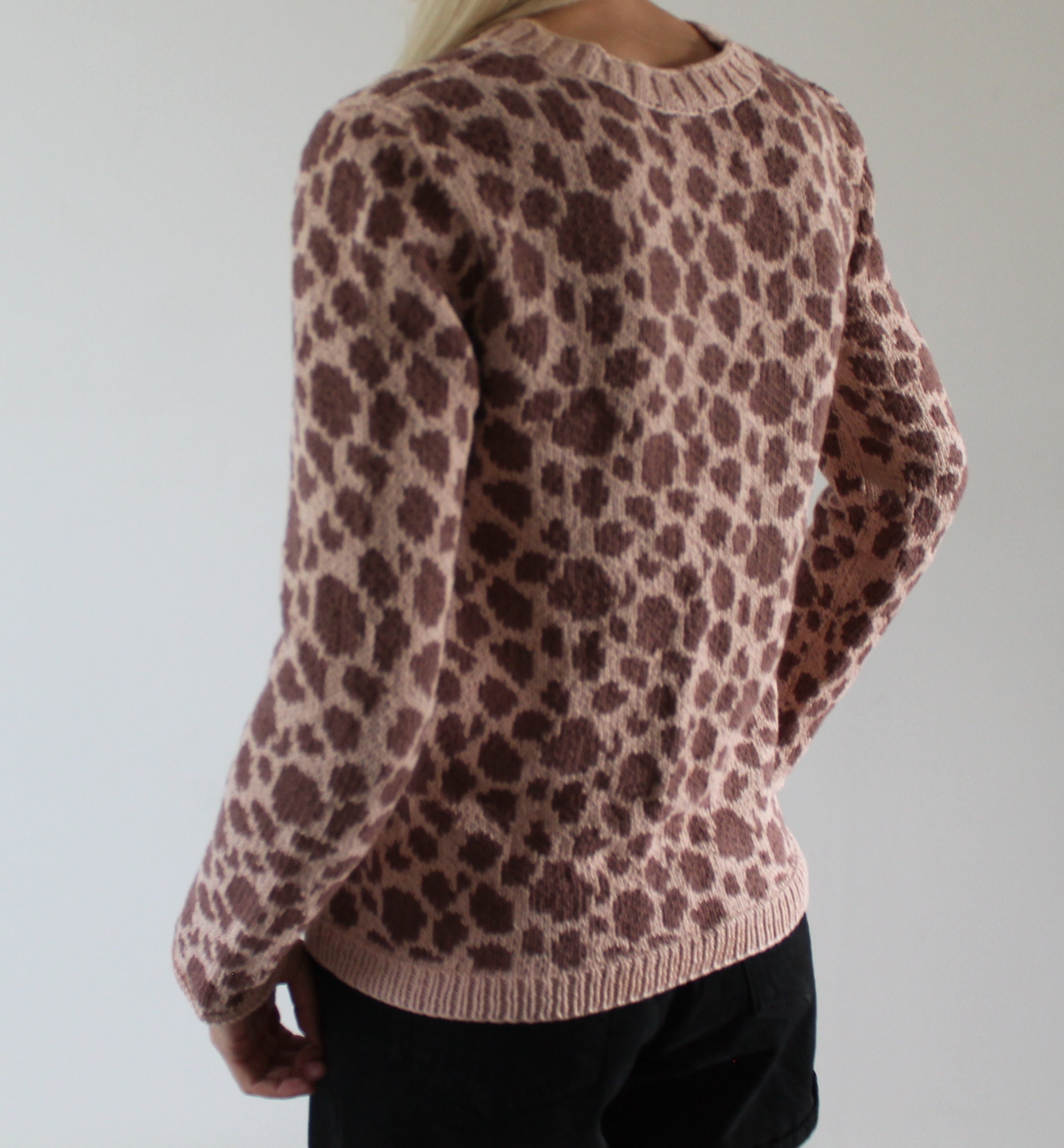 Knitted cotton cardigan Handmade cardigan women Animal print | Etsy