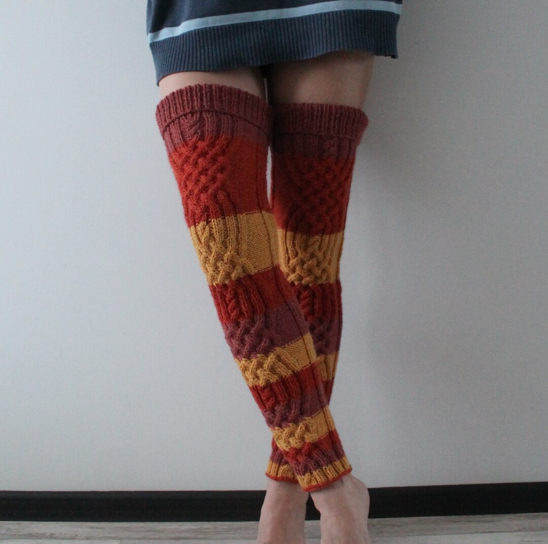 Thigh High Leg Warmers Wool Leg Warmers Handmade Knee Warmers Cable ...