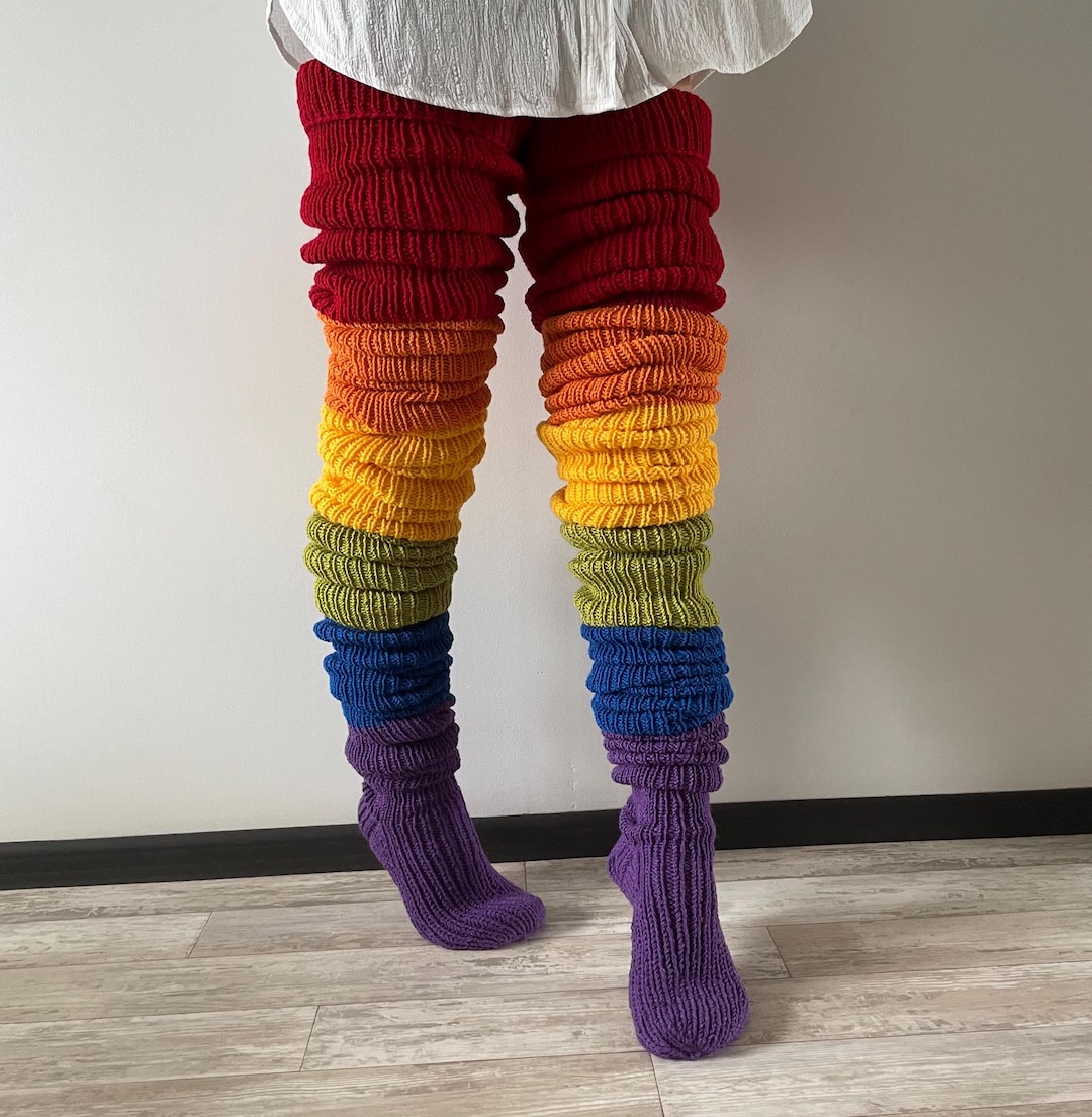 Thigh High Socks Hand Knit Extra Long Socks Handmade Chunky Slouch ...