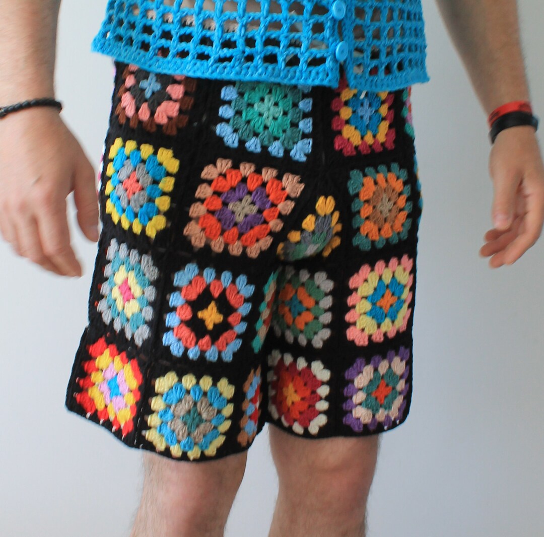 Crochet Shorts Granny Square Shorts Hippie Shorts Handmade Pants READY ...