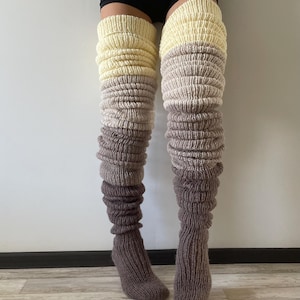Slouch Socks Hand Knit Socks Thigh High Socks Knitted Socks 2.5 M Long ...