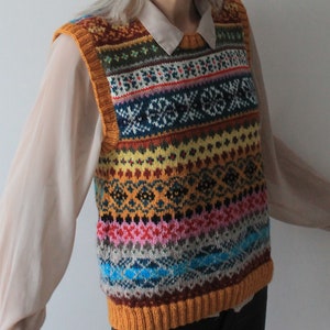 Handmade Fair Isle Sweater Vest Knitted Wool Vest for Women Cozy Fair ...