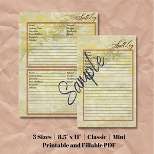 Roleplaying Game Printable Planner Page Character Spellbook Pages ...