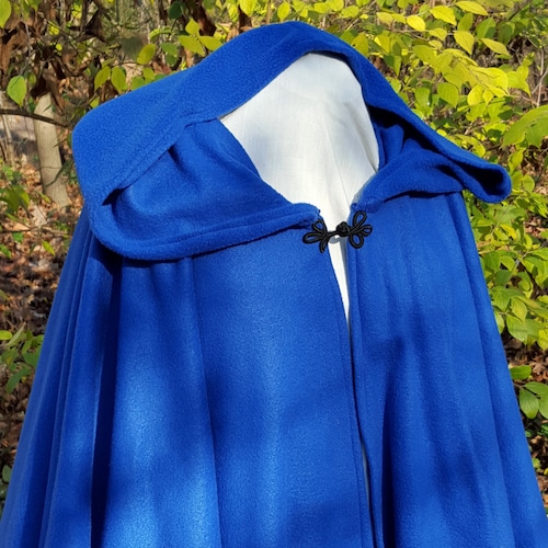 Short Fleece Cloak Blue Full Circle Cloak Cape With Hood | Etsy