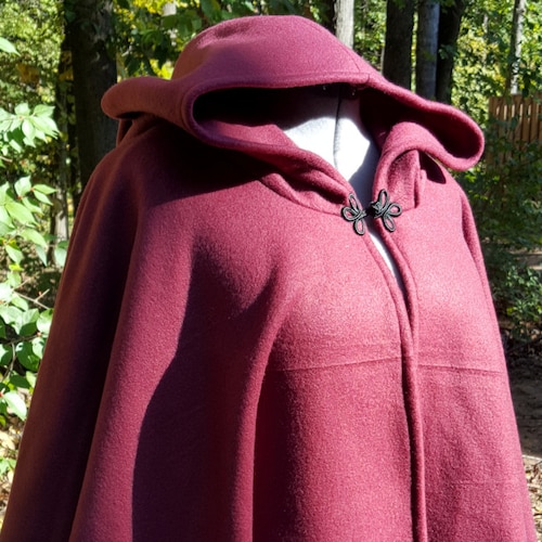 Short Fleece Cloak Burgundy Wine Full Circle Cloak Cape With - Etsy