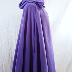 Purple Long Winter Cloak Full Circle Fleece Medieval Renaissance Hooded ...