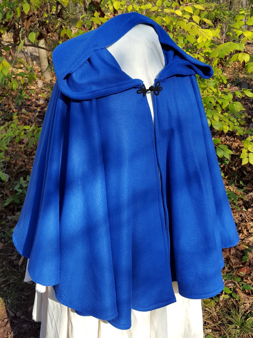 Short Fleece Cloak Blue Full Circle Cloak Cape With Hood - Etsy