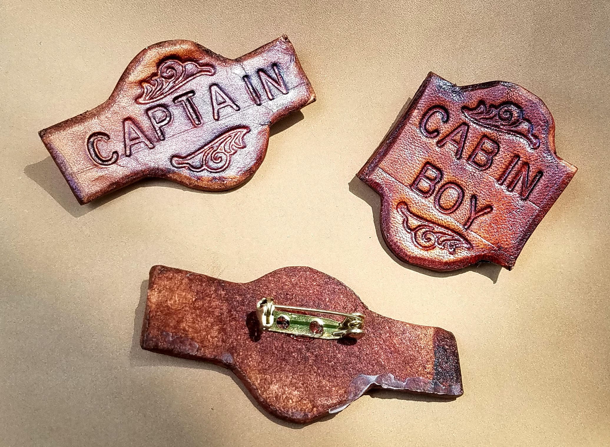 Pirate Pin Captain Pin Firstmate Pin Leather Word Pin - Etsy