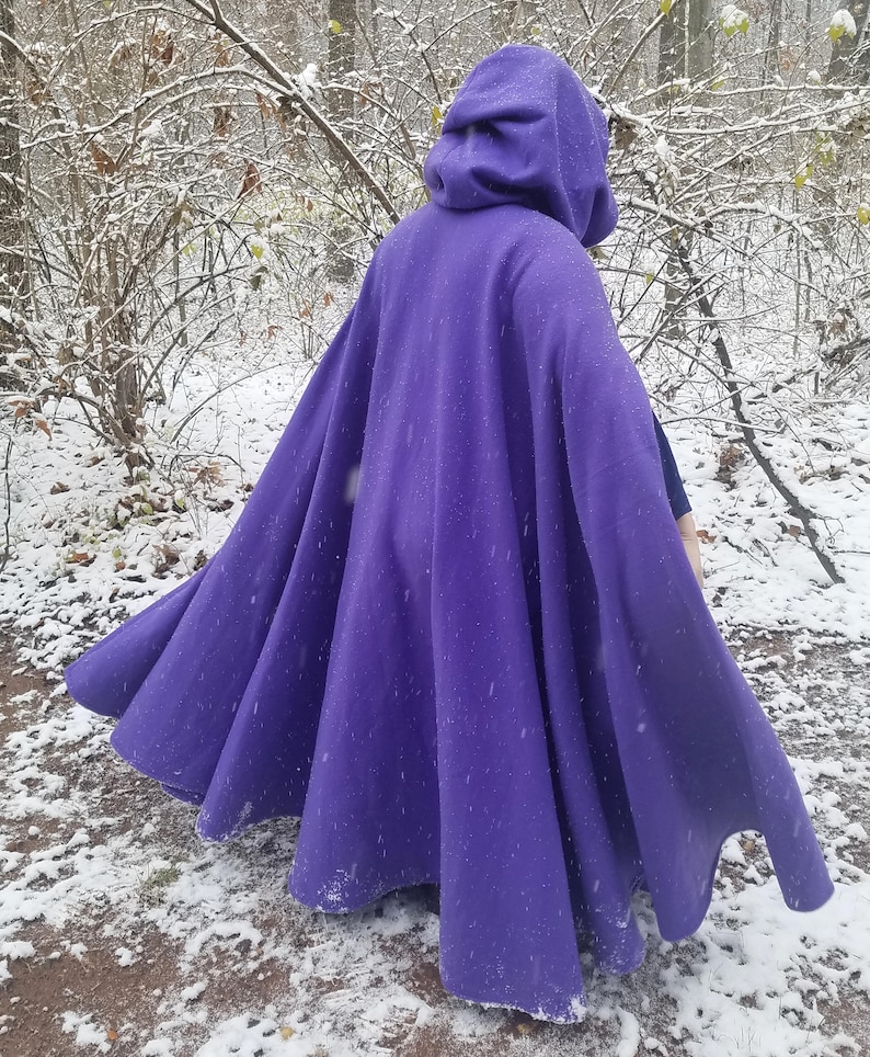 Purple Long Winter Cloak Full Circle Fleece Medieval - Etsy