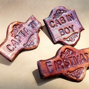 Pirate Pin Captain Pin Firstmate Pin Leather Word Pin Identification ...