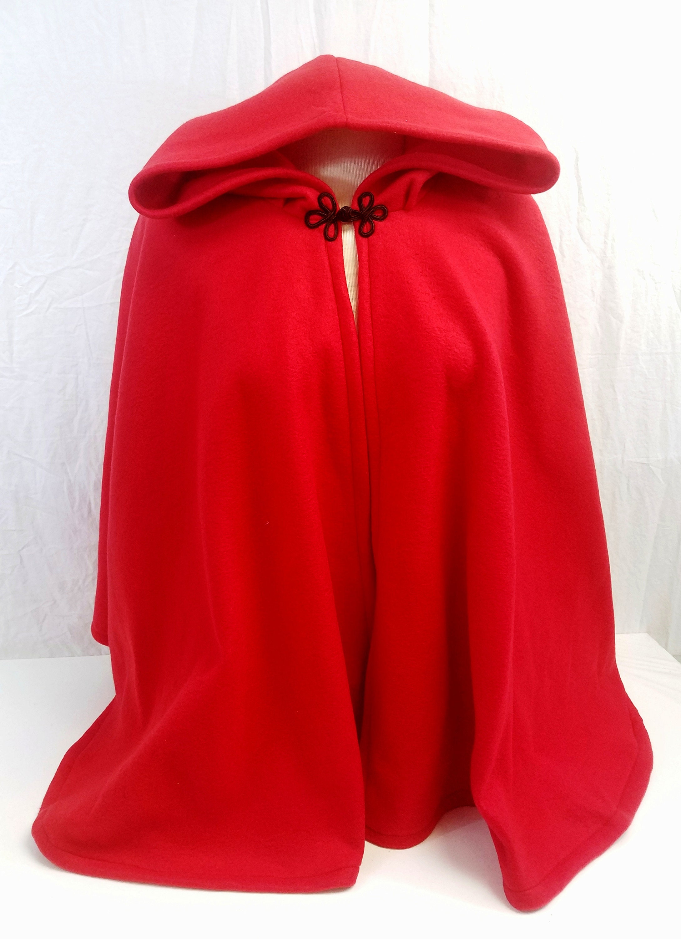 Short Fleece Cloak Red Full Circle Cloak Cape with hood | Etsy