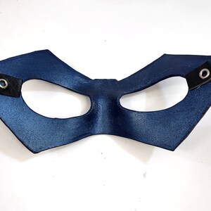 Blue Metallic Superhero Mask Pointed Corner Molded Leather Mask Comic ...