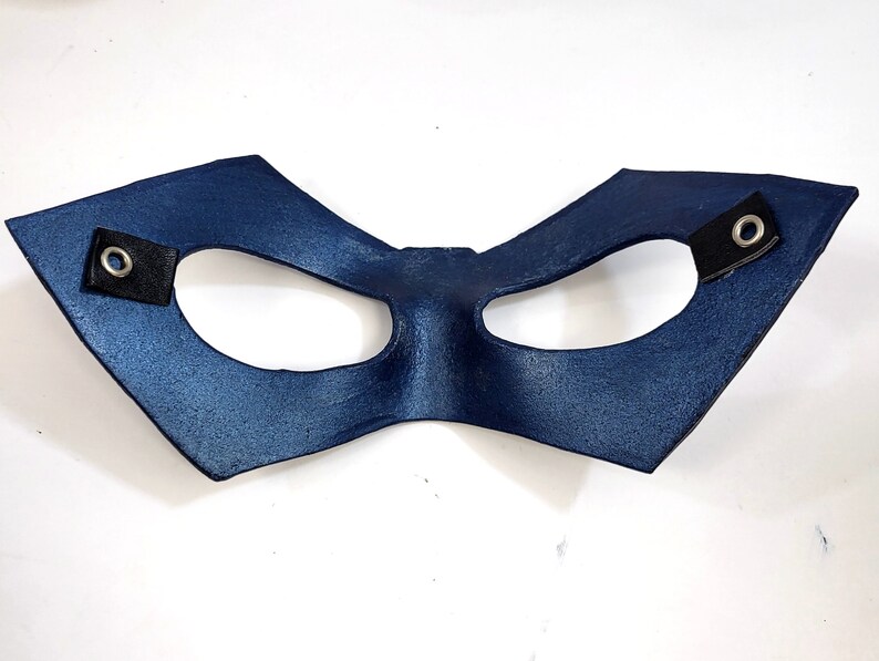 Blue Metallic Superhero Mask Pointed Corner Molded Leather - Etsy