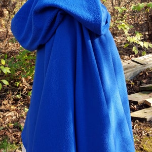 Short Fleece Cloak Blue Full Circle Cloak Cape With Hood - Etsy
