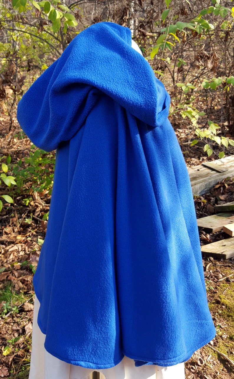 Short Fleece Cloak Blue Full Circle Cloak Cape With Hood - Etsy