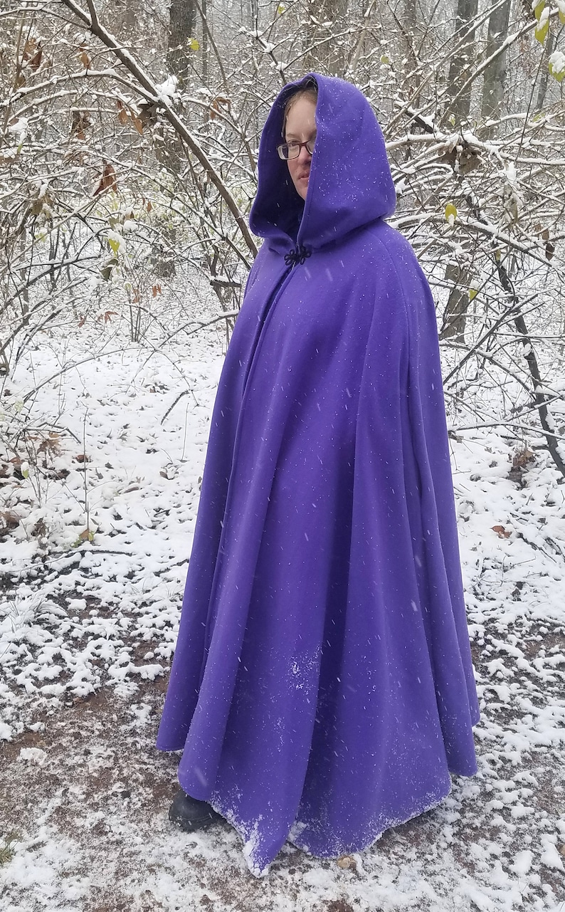 Purple Long Winter Cloak Full Circle Fleece Medieval - Etsy