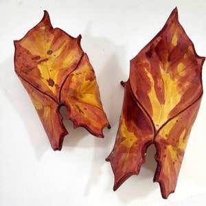 Leaf Leather Bracers - Oversized Maple Leaf Druid Elf Fantasy Leather ...