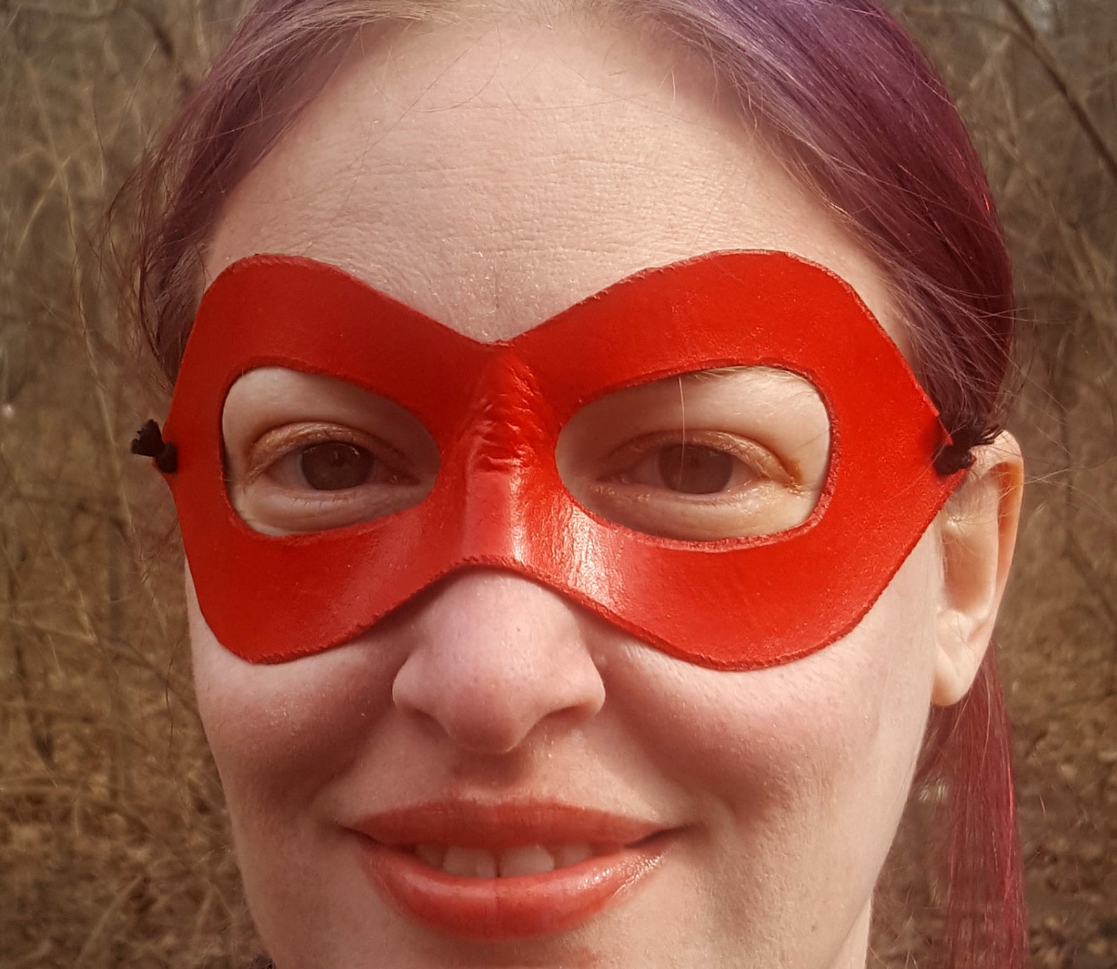Red Domino Mask Pointed Edged Molded Leather Mask Etsy