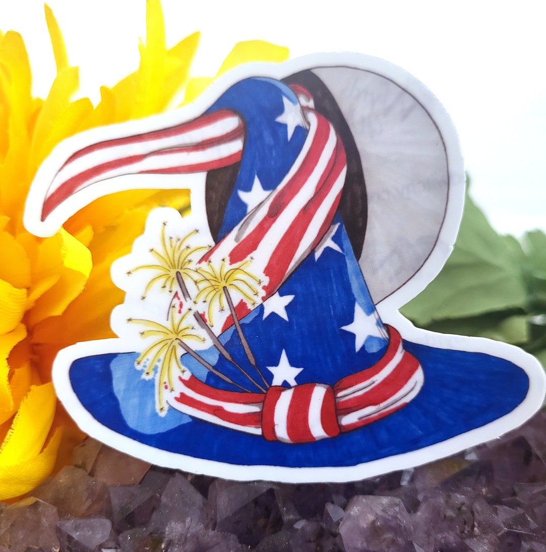 Independence Day Fourth of July Witch Hat Vinyl Decal Water Resistant ...