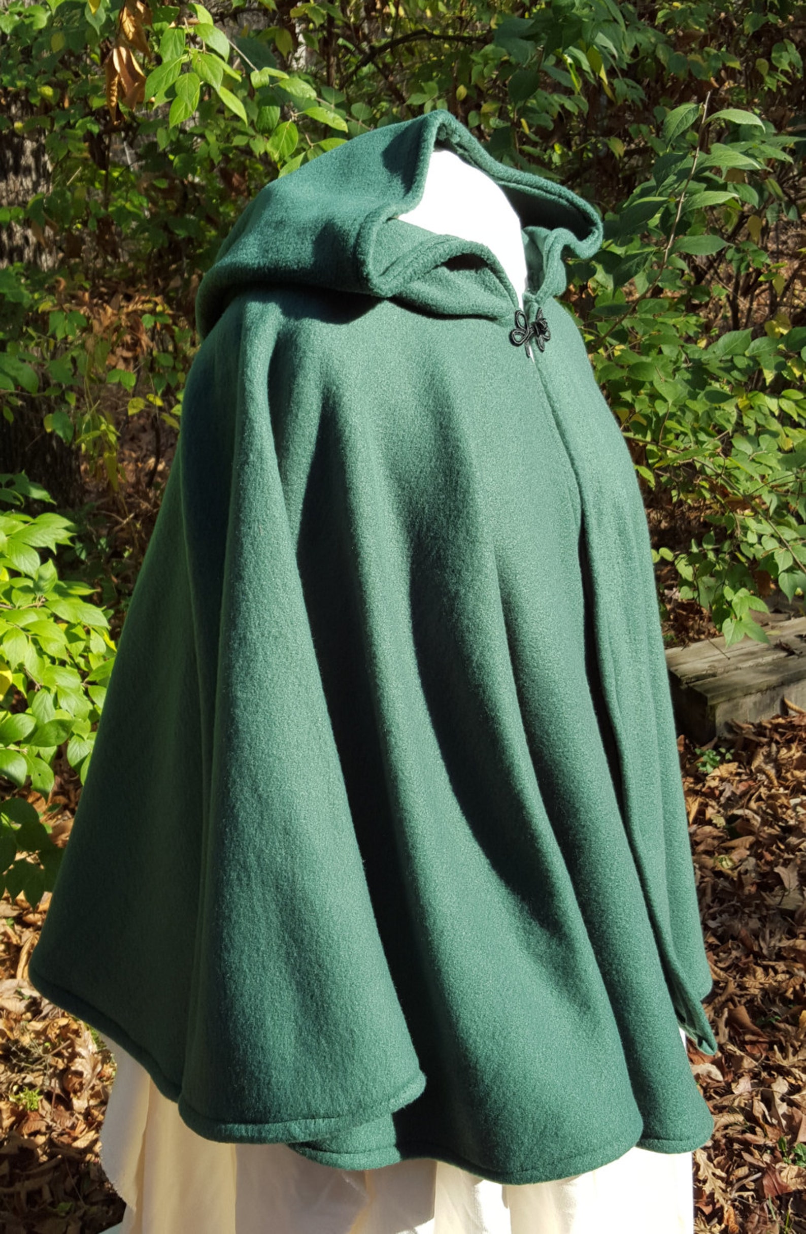 Short Fleece Cloak Hunter Green Full Circle Cloak Cape With - Etsy