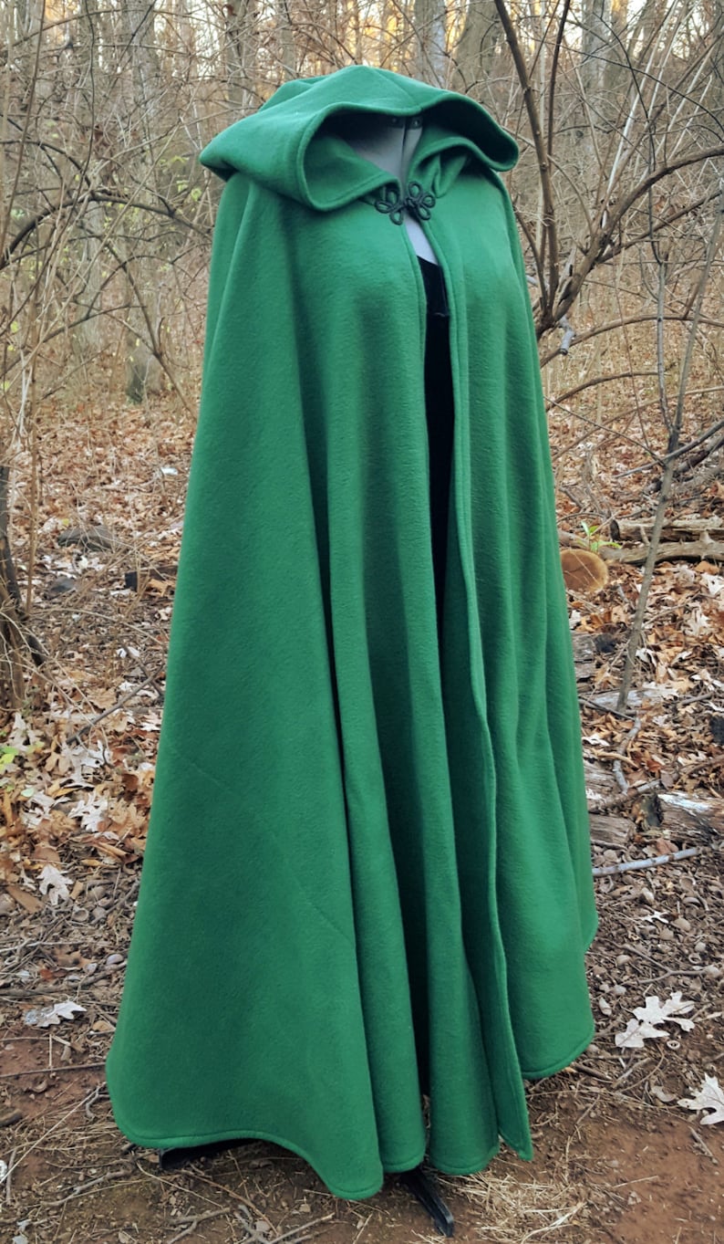 Dark Green Long Cloak Full Circle Fleece Medieval | Etsy
