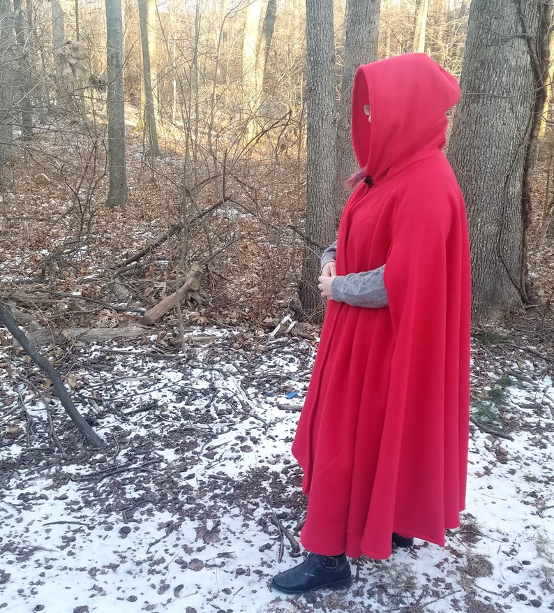 Red Long Cloak Cozy Winter Cloak Full Circle Fleece - Etsy