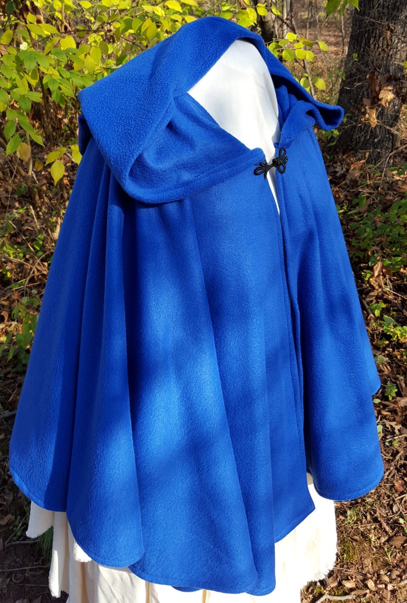 Short Fleece Cloak Blue Full Circle Cloak Cape With Hood | Etsy