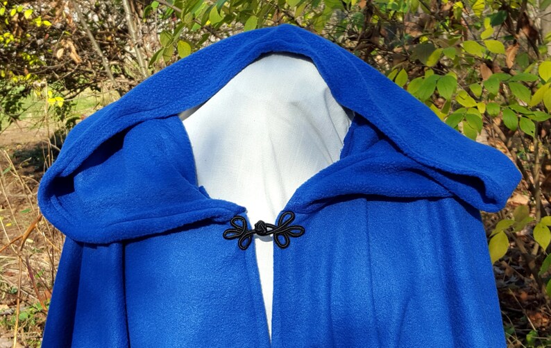 Short Fleece Cloak Blue Full Circle Cloak Cape With Hood | Etsy