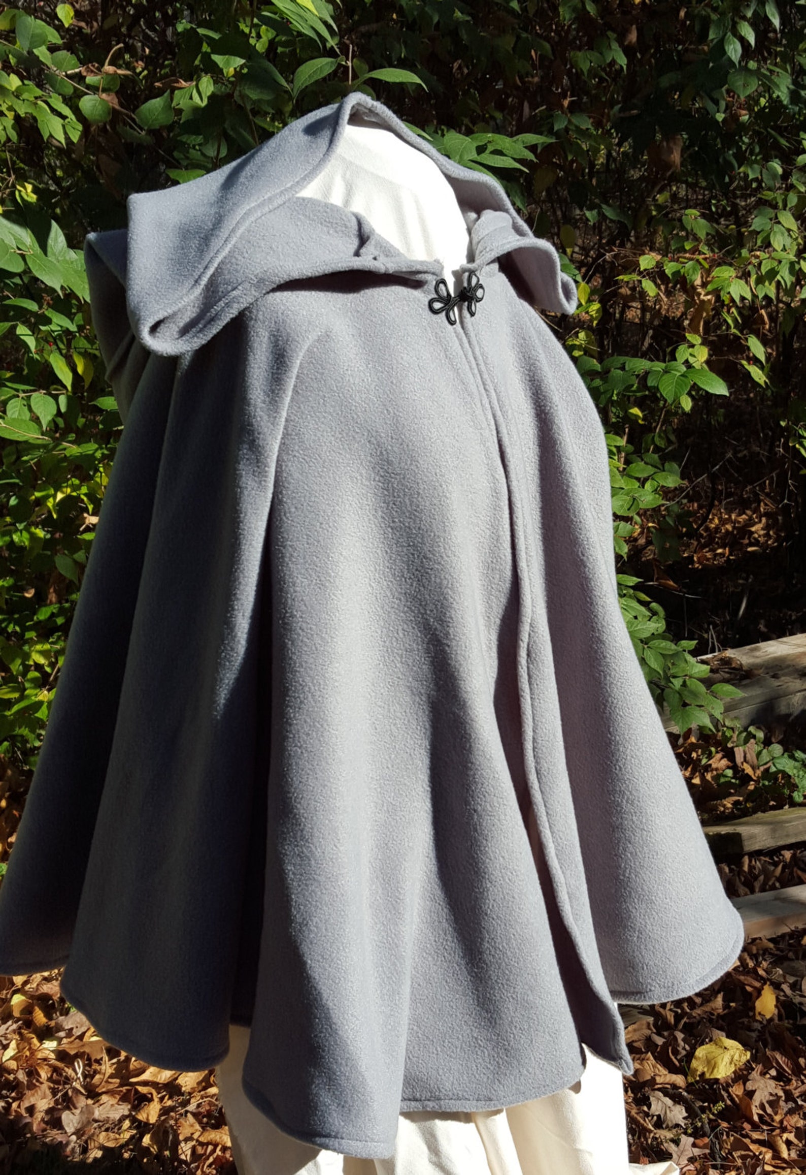 Short Fleece Cloak Medium Grey Full Circle Cloak Cape With | Etsy