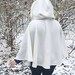 Short White Fleece Cloak, Cream White Full Circle Cloak Cape With Hood ...