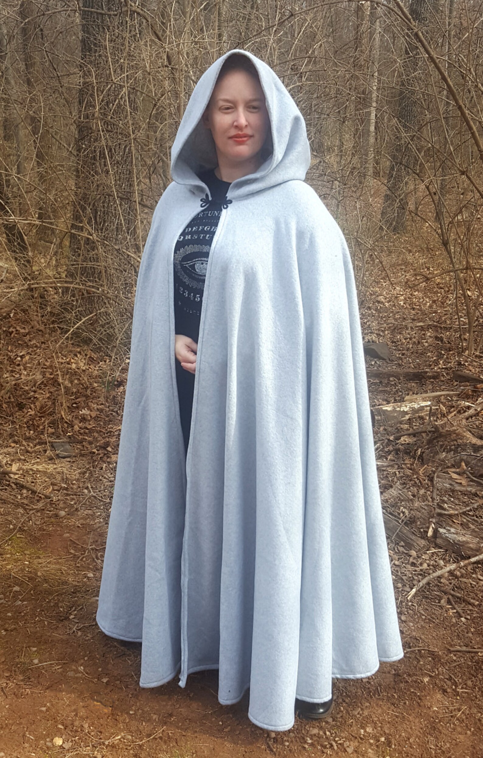 Light Grey Long Cloak Full Circle Fleece Medieval | Etsy