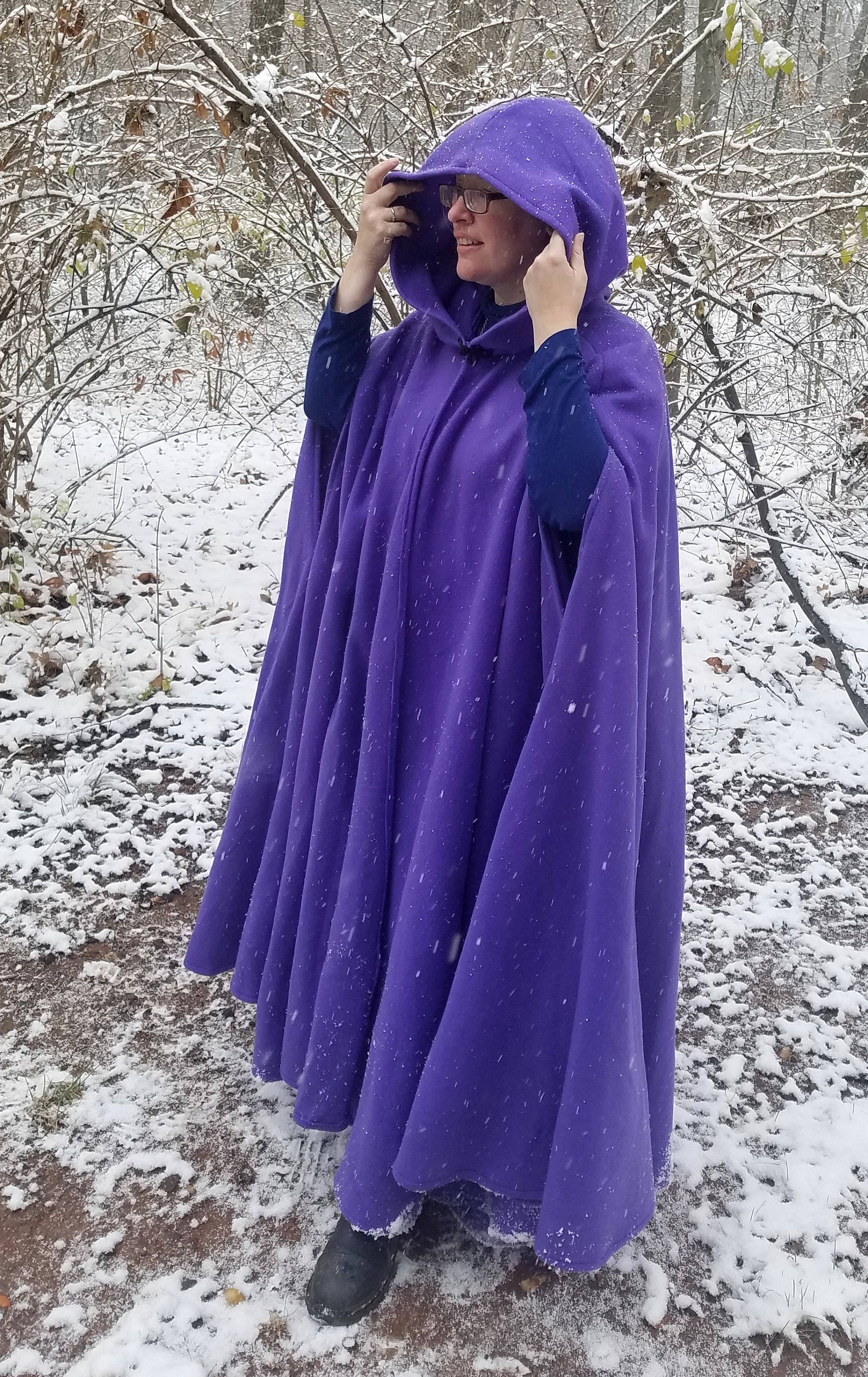 Purple Long Winter Cloak Full Circle Fleece Medieval - Etsy