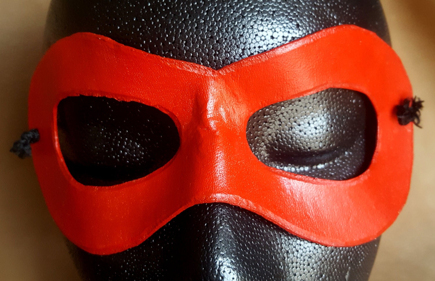 Red Domino Mask Round Edged Molded Leather Mask Superhero | Etsy