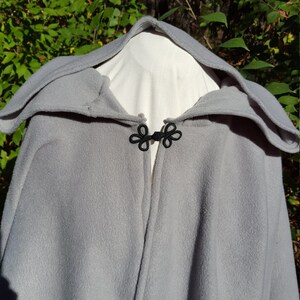 Short Fleece Cloak, Medium Grey Full Circle Cloak Cape With Hood, Fall ...