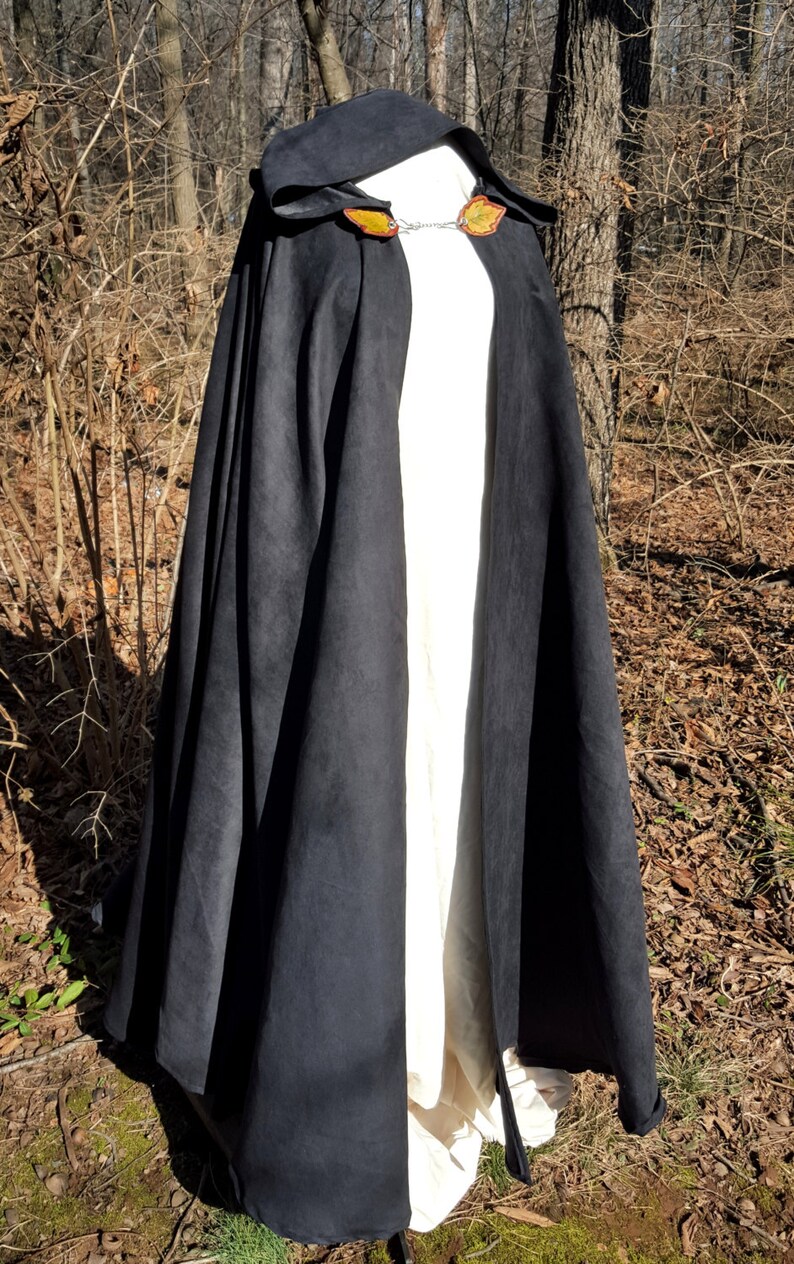 Black Long Cloak Full Circle Microsuede Medieval Renaissance | Etsy
