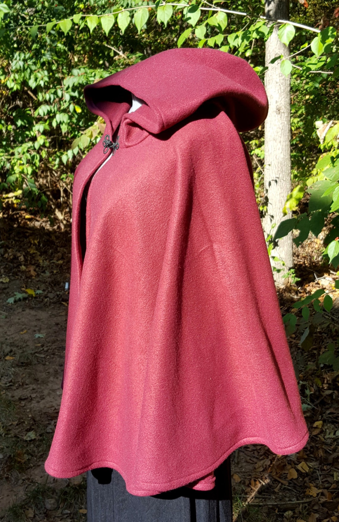 Short Fleece Cloak Burgundy Wine Full Circle Cloak Cape With - Etsy